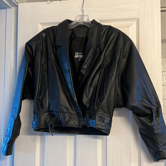 Jackets & Coats | Vintage Womans Cropped Black Leather Jacket | Poshmark